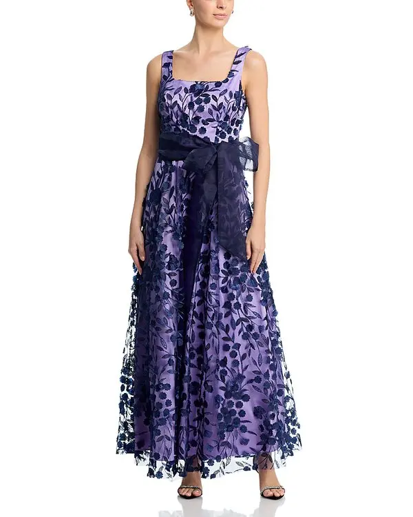 Eliza J Square Neck Ball Gown - Navy Lilac