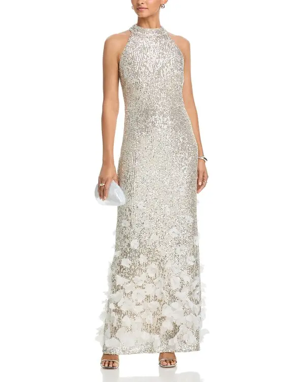 Eliza J Halter Column Gown