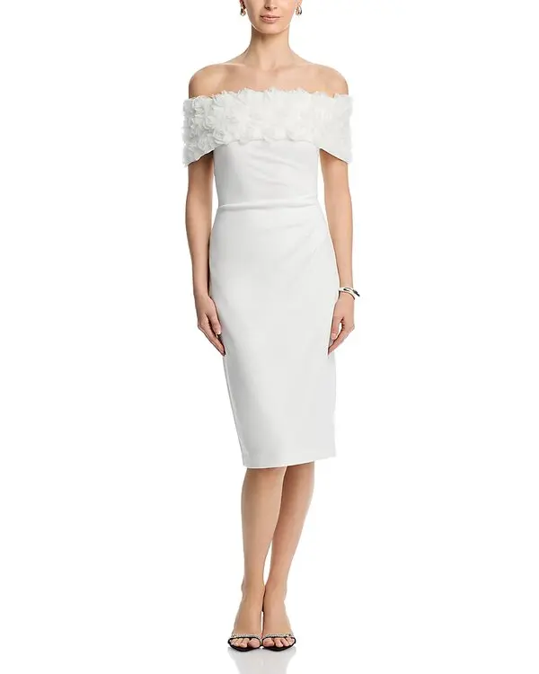 Eliza J Off-the-shoulder Midi Dress - Ivory