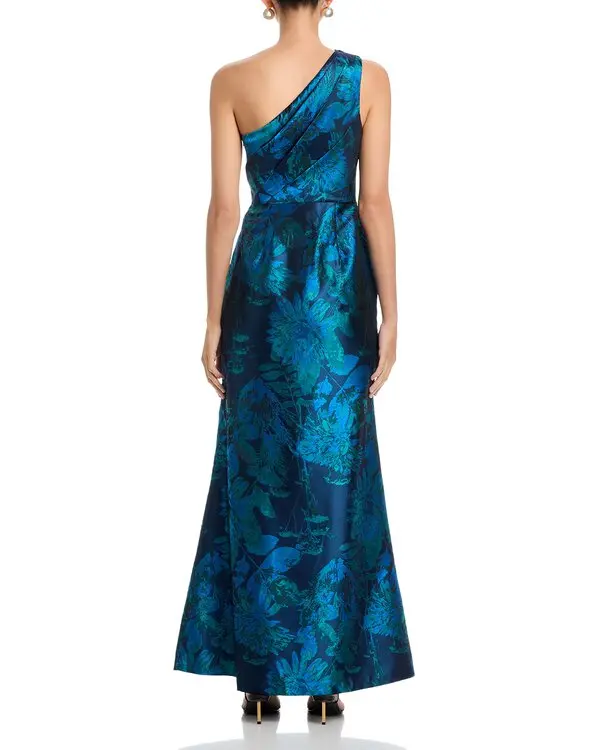Adrianna Papell One Shoulder Jacquard Gown