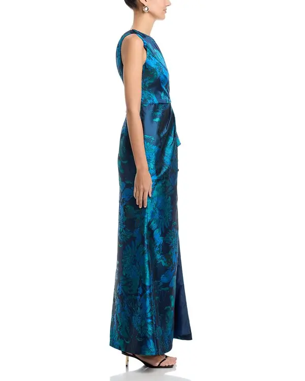 Adrianna Papell One Shoulder Jacquard Gown