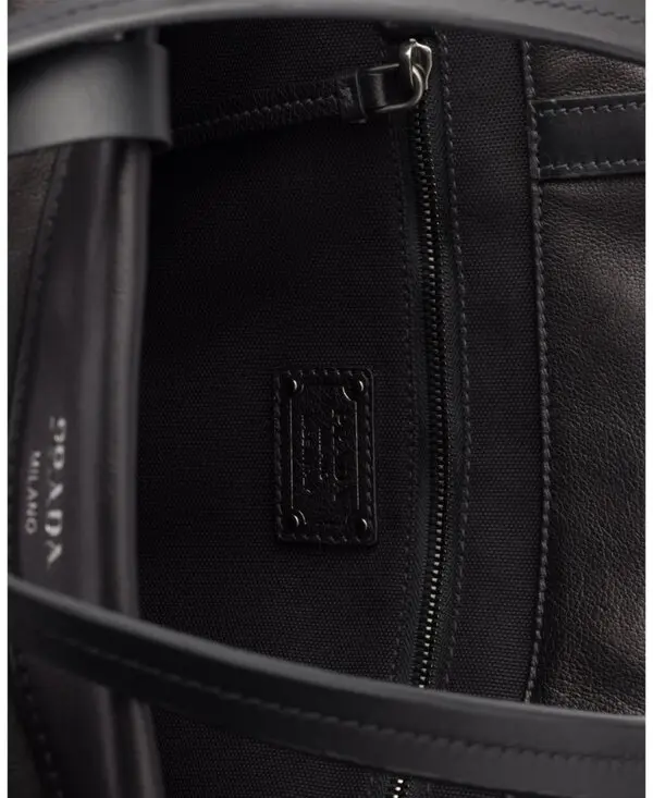 Prada Large Leather Tote Bag - Black