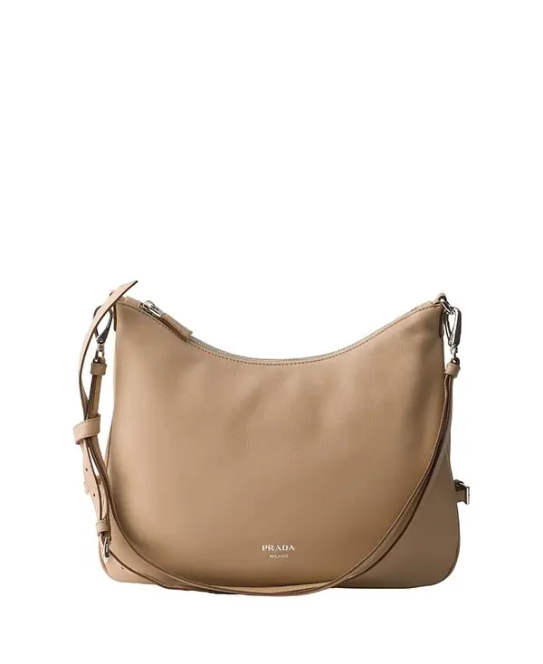 Prada Fold Leather Shoulder Bag - Neutral