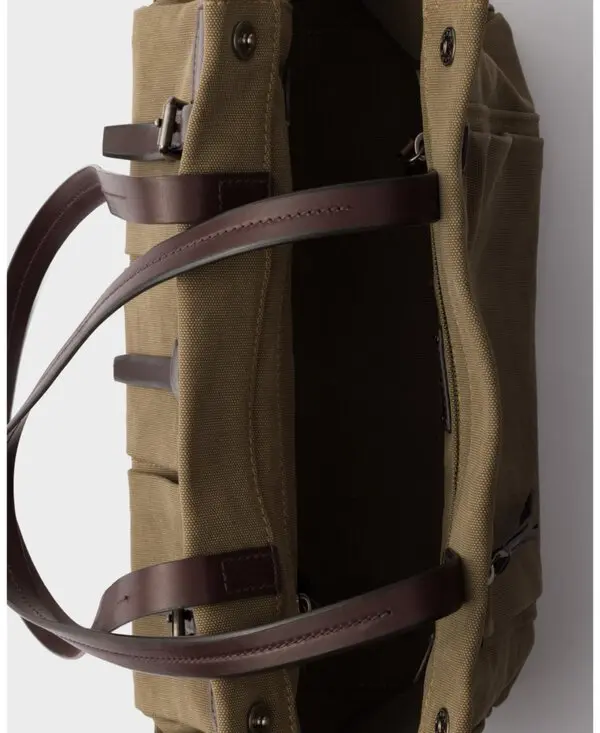 Prada Route Large Canvas And Leather Tote Bag - Green