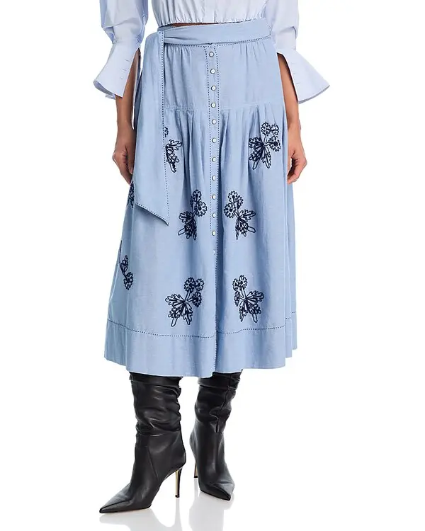 The Great. X Stetson Midi Skirt - Chambray