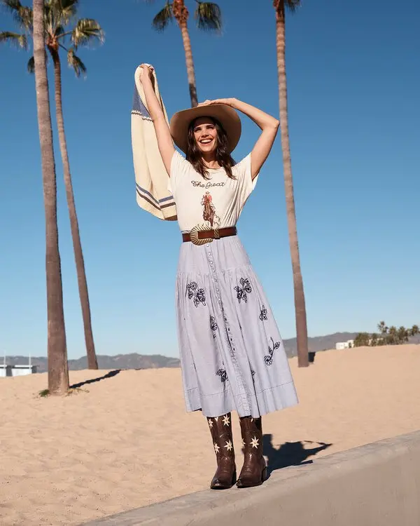 The Great. X Stetson Midi Skirt - Chambray