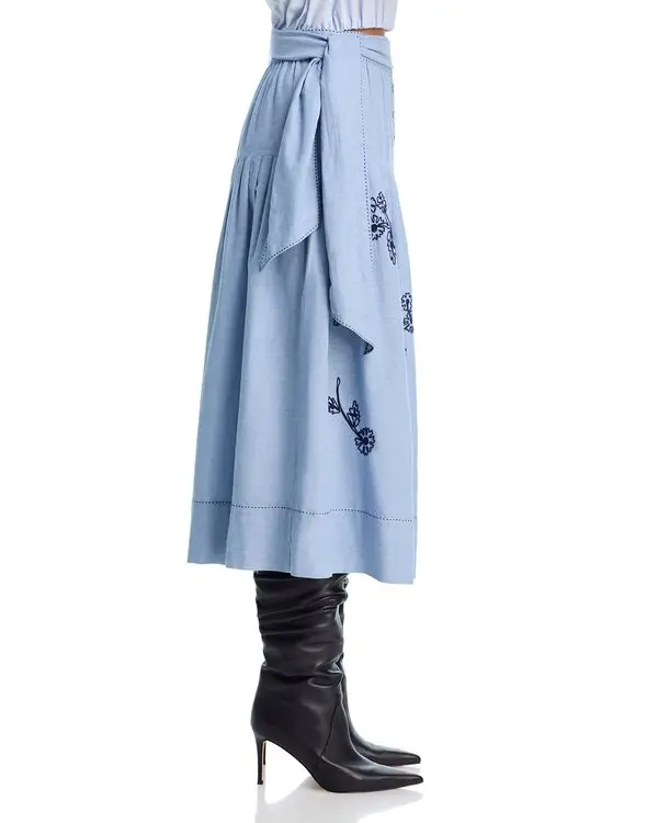 The Great. X Stetson Midi Skirt - Chambray