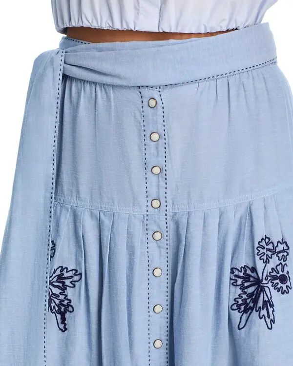 The Great. X Stetson Midi Skirt - Chambray