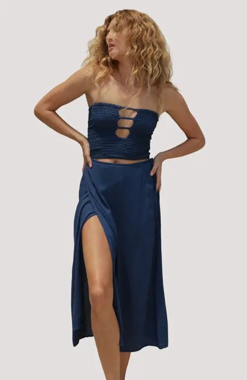 STONE FOX SWIM Midi Skirt With Tie Detail - Azul