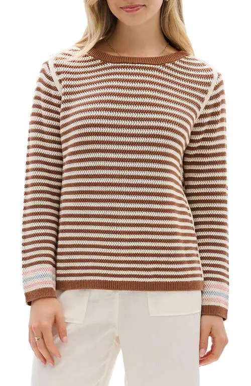 HATLEY Stripe Pointelle Cotton Sweater
