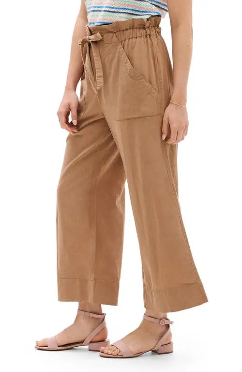 HATLEY Tigers Eye Drawstring Linen Blend Wide Leg Pants
