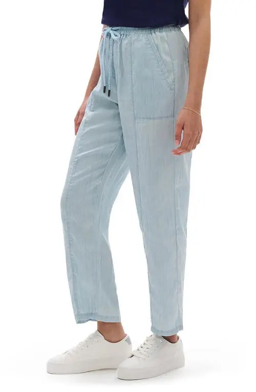 HATLEY Drawstring Crop Straight Leg Chambray Pants