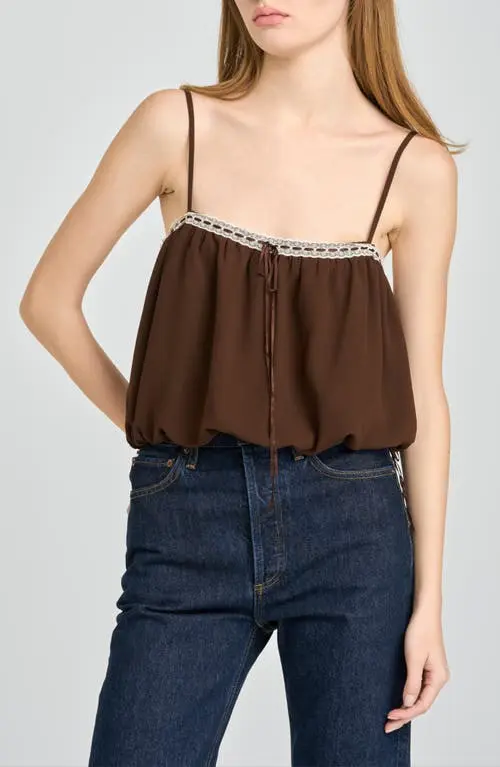 WAYF Jasmine Bubble Hem Camisole - Chocolate