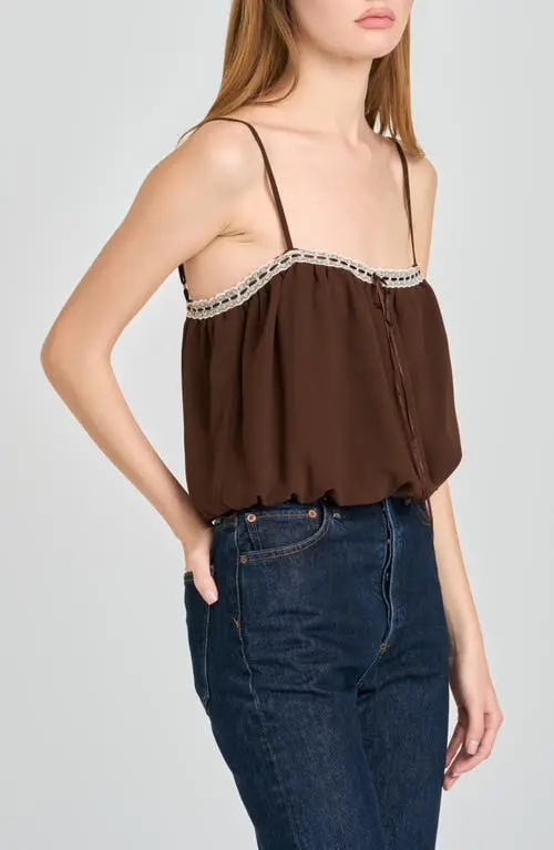 WAYF Jasmine Bubble Hem Camisole - Chocolate