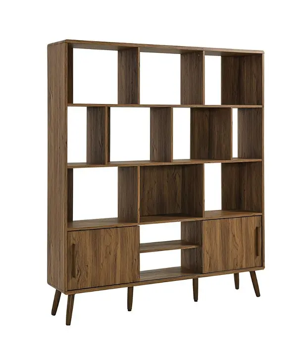 MODWAY Transmit 59 Bookcase With Sliding Doors - Walnut
