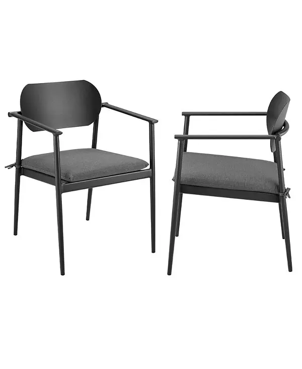 MODWAY Aeris Stackable Outdoor Patio Aluminum Dining Armchair, Set Of 2 - Charcoal