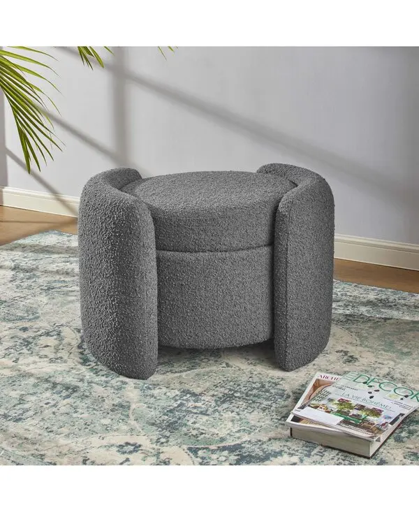 MODWAY Nebula Boucle Upholstered Ottoman - Charcoal