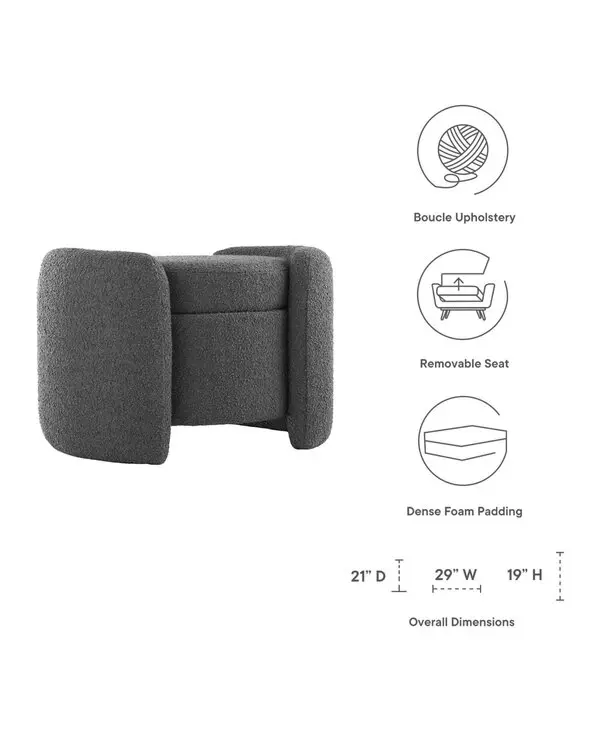 MODWAY Nebula Boucle Upholstered Ottoman - Charcoal