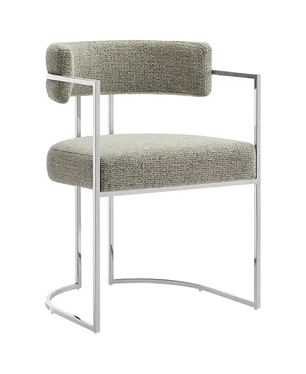 MODWAY Huron Curved Back Fabric And Metal Dining Accent Chair - Silver Wheat