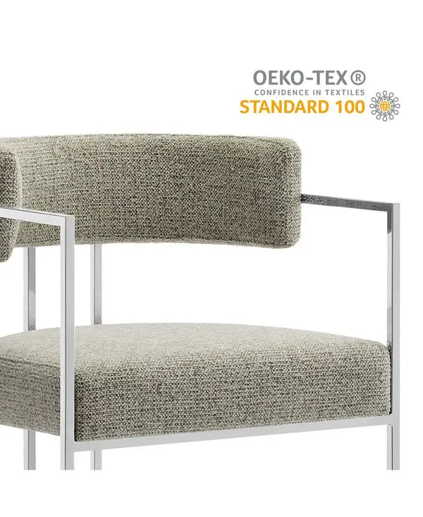 MODWAY Huron Curved Back Fabric And Metal Dining Accent Chair - Silver Wheat