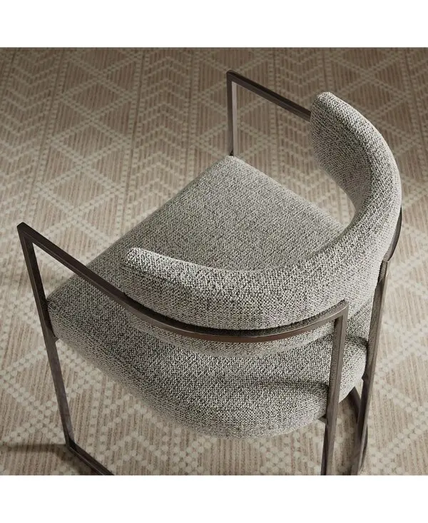 MODWAY Huron Curved Back Fabric And Metal Dining Accent Chair - Silver Wheat