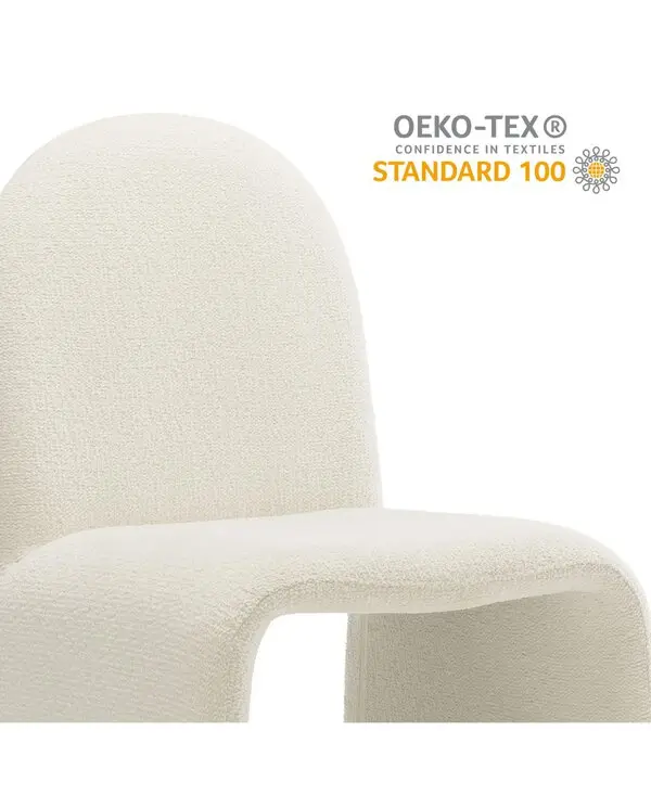 MODWAY Junia Boucle Upholstered Arch Armless Dining Chair - Cream