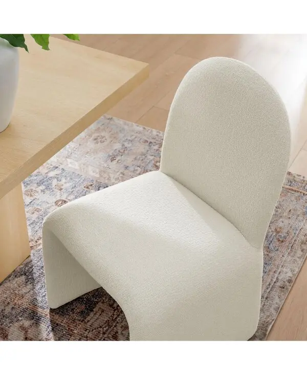 MODWAY Junia Boucle Upholstered Arch Armless Dining Chair - Cream