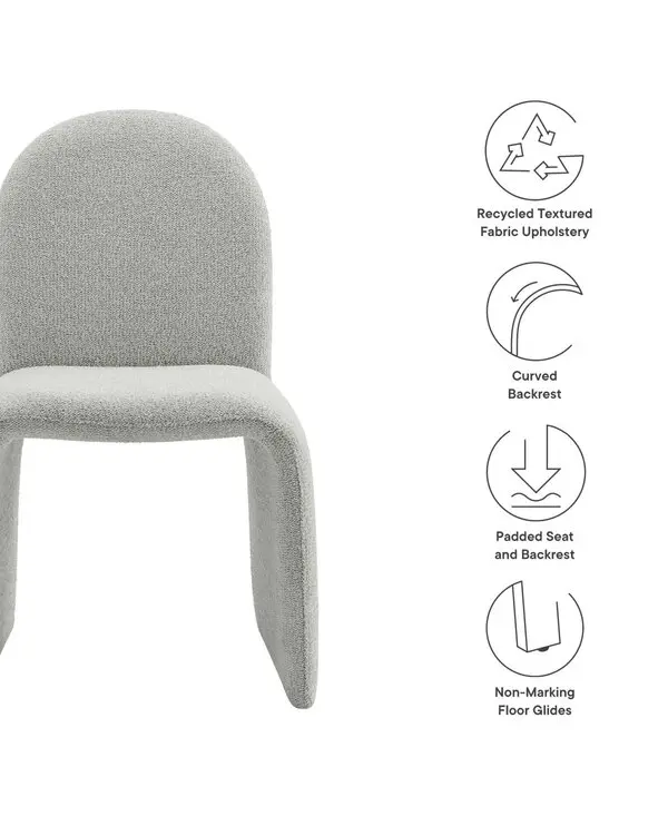 MODWAY Junia Boucle Upholstered Arch Armless Dining Chair