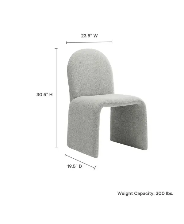 MODWAY Junia Boucle Upholstered Arch Armless Dining Chair