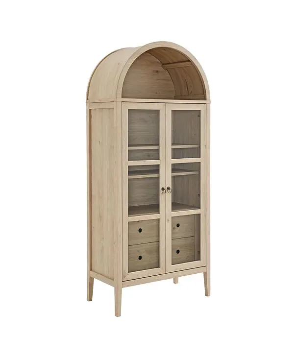 MODWAY Nolan Tall Arched Storage Display Cabinet - Light Oak