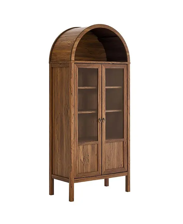 MODWAY Tessa Tall Arched Storage Display Cabinet - Walnut