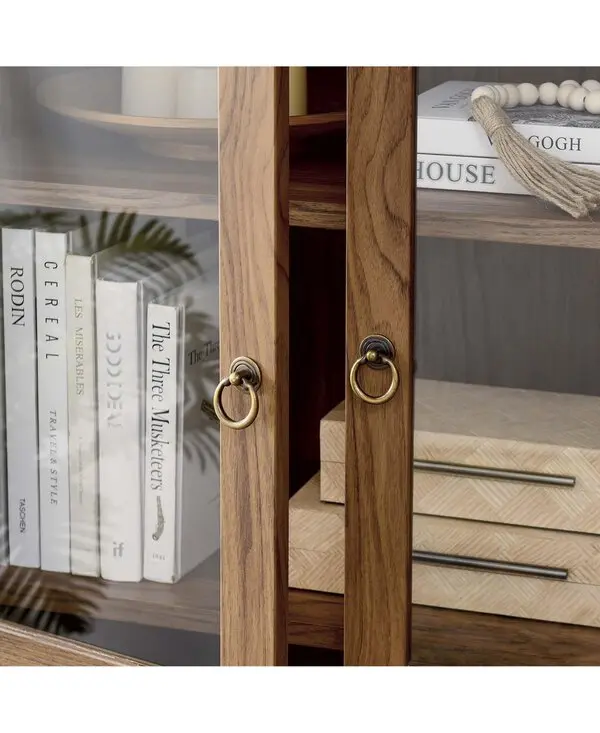 MODWAY Tessa Tall Arched Storage Display Cabinet - Walnut