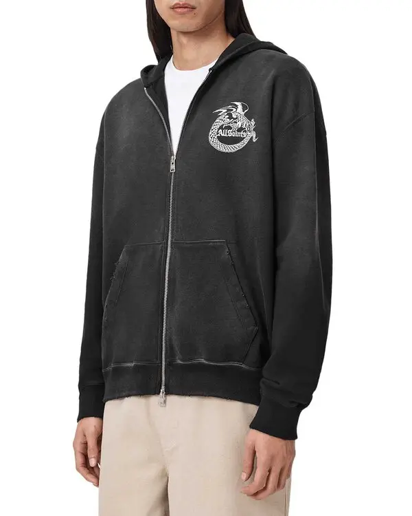 ALLSAINTS Terra Zip Through Sweatshirt - Washed Black