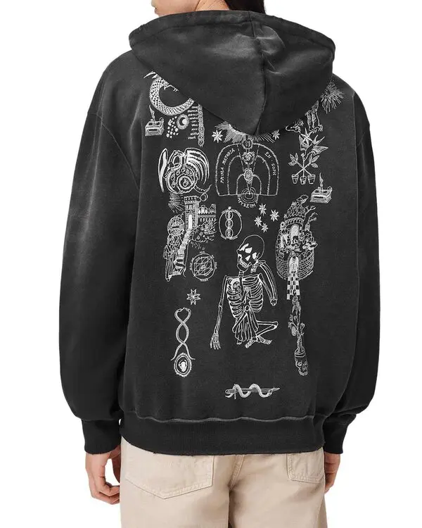 ALLSAINTS Terra Zip Through Sweatshirt - Washed Black