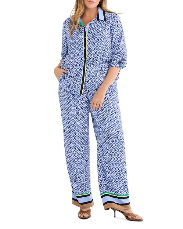 NIC+ZOE Mosaic Trimmed Lenox Wide Leg Pants