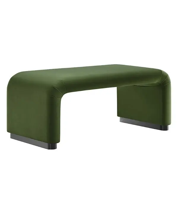MODWAY Koda Performance Velvet Waterfall Ottoman - Black Moss Green