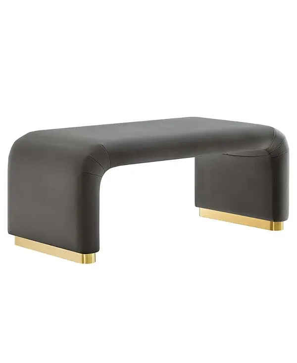 MODWAY Koda Performance Velvet Waterfall Ottoman - Brass Storm Gray