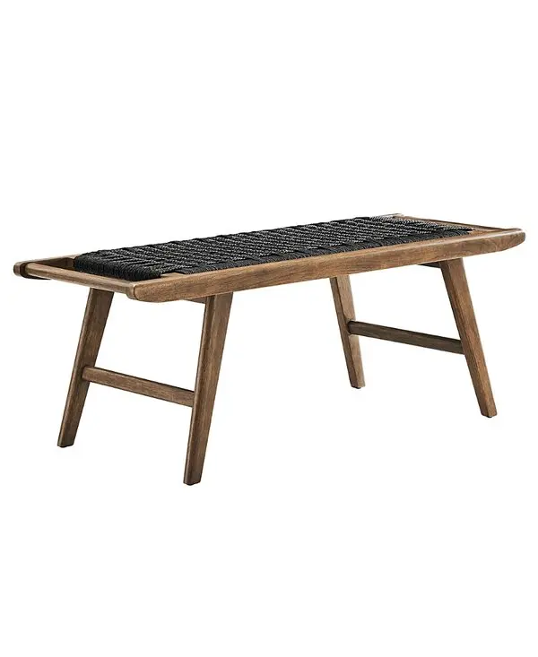 MODWAY Saoirse 47 Wove Rope Wood Bench - Walnut Black