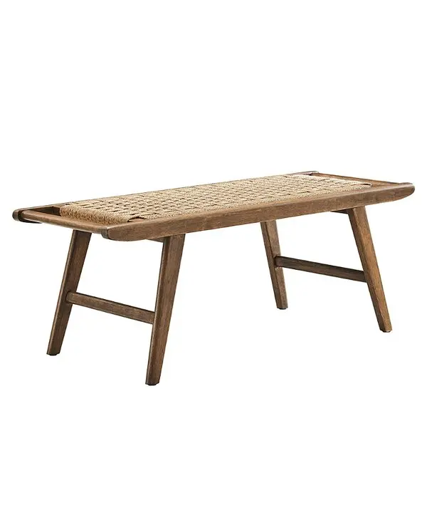 MODWAY Saoirse 47 Wove Rope Wood Bench - Walnut Natural