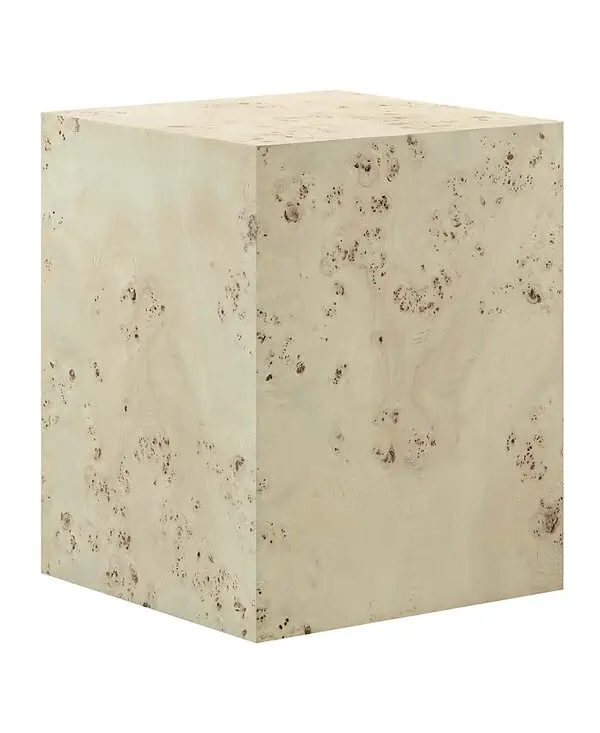 MODWAY Cosmos 16" Square Burl Wood Side Table - Bleached Burl