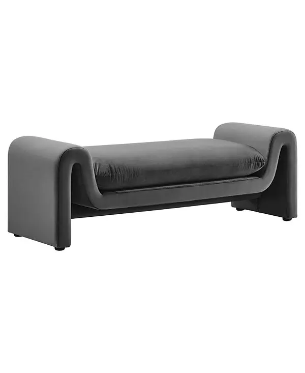 MODWAY Waverly Performance Velvet Bench - Gray