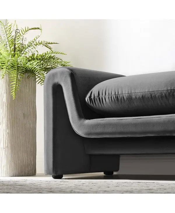 MODWAY Waverly Performance Velvet Bench - Gray