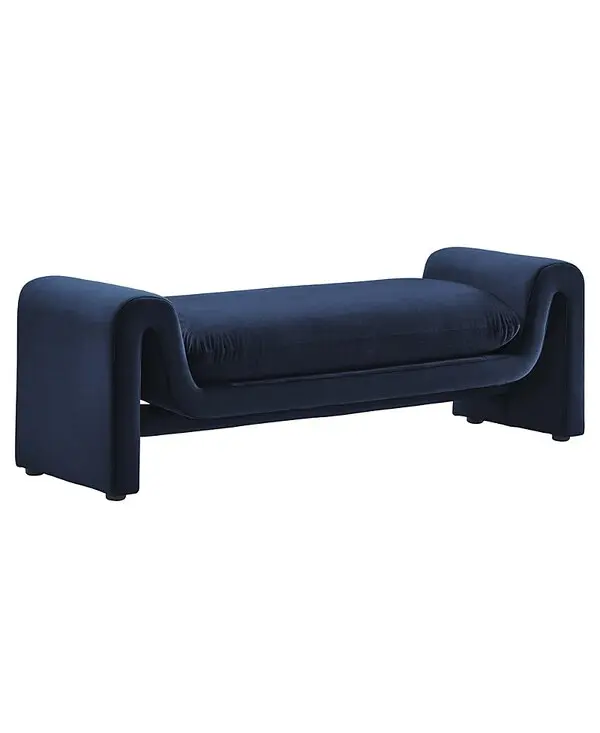MODWAY Waverly Performance Velvet Bench - Midnight Blue