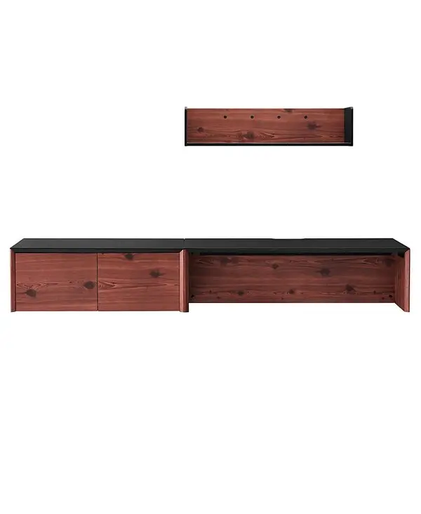 MODWAY Kinetic 49 Wall-mount Office Desk With Cabinet And Shelf - Black Cherry