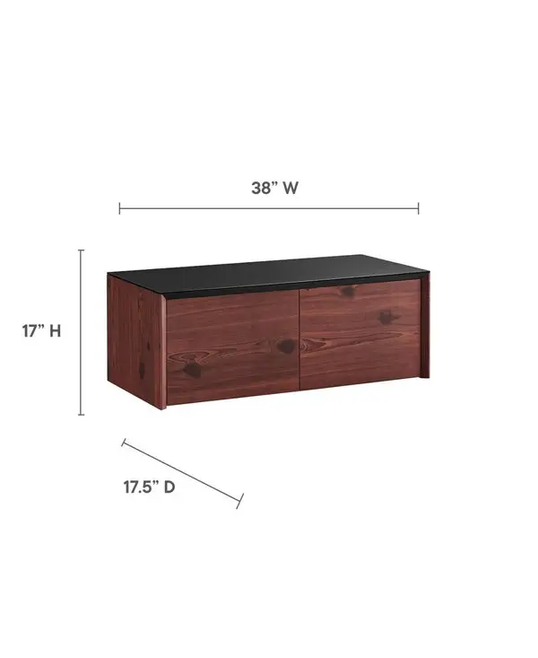 MODWAY Kinetic 49 Wall-mount Office Desk With Cabinet And Shelf - Black Cherry