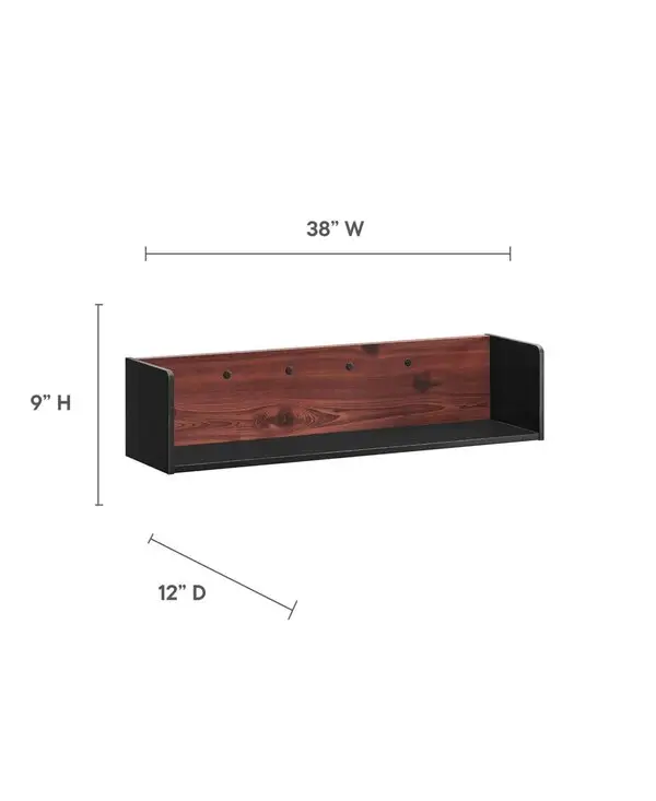 MODWAY Kinetic 49 Wall-mount Office Desk With Cabinet And Shelf - Black Cherry