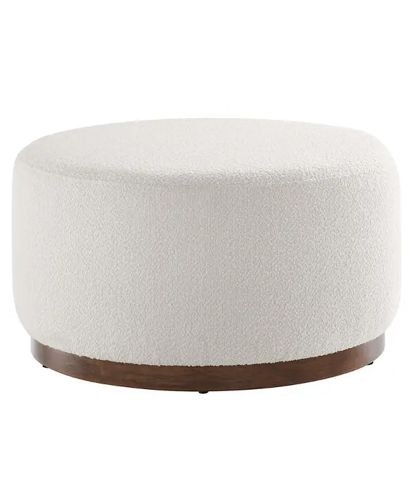 MODWAY Tilden Large 29 Round Boucle Upholstered Ottoman - Cloud Walnut