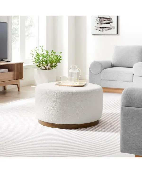 MODWAY Tilden Large 29 Round Boucle Upholstered Ottoman