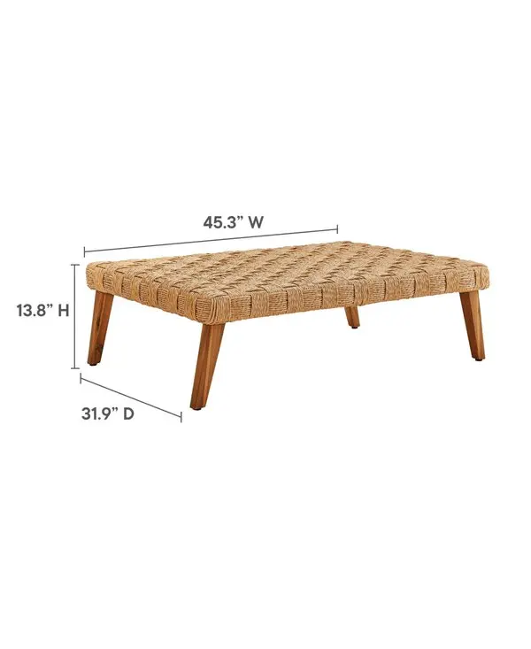 MODWAY Thames Outdoor Patio Wicker Outdoor Patio Rattan Coffee Table