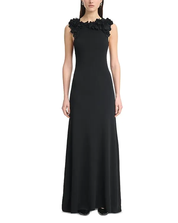 Altuzarra Woolfe Gown With Floral Embellishments - Black